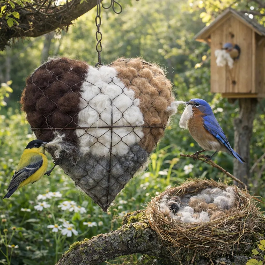 🕊️ Handmade Alpaca Fiber Bird Nesting Heart – Heagu